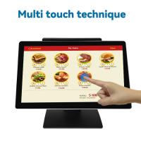 China LUNSUN 15.6 Inch Dual Screen POS System with J4125 CPU, 4GB RAM, and IPX4 Rating for Restaurant Cashless Payment for sale