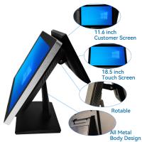 China LUNSUN 15.6 Inch Dual Screen POS System with J4125 CPU, 4GB RAM, and IPX4 Rating for Restaurant Cashless Payment for sale