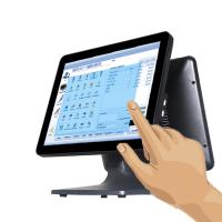 China LUNSUN 15.6-inch Dual Screen POS System with J4125 CPU, 4GB RAM and 128GB SSD for Retail Stores for sale