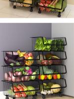 China Kitchen Vegetable And Fruit Storage Rack Baked Paint Stainless Steel 15KG Limit for sale