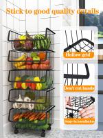 China Kitchen Vegetable And Fruit Storage Rack Baked Paint Stainless Steel 15KG Limit for sale
