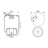 China VIGOR 1V6047-1 Truck Air Spring with Metal Piston and Offset Top Connections for sale