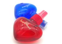 China 40ML Heart Shaped Custom Portable Perfume Spray Capacity Plastic PET Jugs with Screw Cap for sale