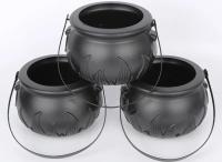 China 1200ML Black PP Bucket Custom Candy Jars Plastic Containers For Holloween for sale
