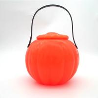 China Reusable PP Plastic Containers Custom Halloween Pumpkin Bucket Lantern Candy Basket With Handle for sale
