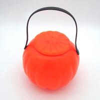 China Reusable PP Plastic Containers Custom Halloween Pumpkin Bucket Lantern Candy Basket With Handle for sale