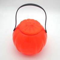 China Reusable PP Plastic Containers Custom Halloween Pumpkin Bucket Lantern Candy Basket With Handle for sale