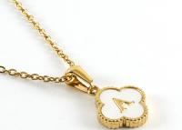 China 13*13MM 18K Gold Plated Stainless Steel Four-leaf Clover Letter Pendants for sale