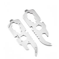 China 420 Stainless Steel 60MM Multi-Purpose EDC Tool Card Precision Sandblasting Silver Metal Bottle Opener for sale