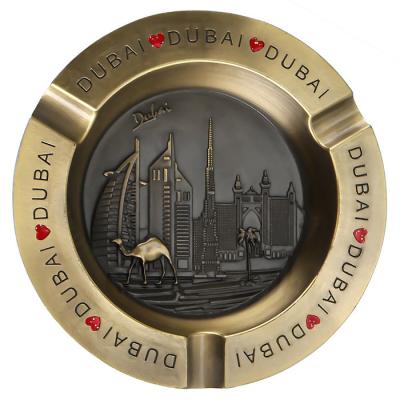 China 110*110MM Stylish Gold Color Round Shape Die Casting Zinc Alloy Metal Pocket Ashtray for sale