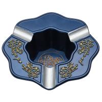 China 130*130MM Polished Nickel Plated And Die Casting Blue Color Portable Ashtray Customized With Velvet Bottom for sale
