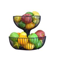 China Customized Design Baking Black Iron 2-Layer Metal Fruit Plate 27*35*24CM for sale