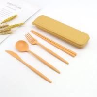China Lightweight Eco Tableware Accessories Food Grade Wheat Straw Fibre 4-PC Flatware Set For High Temperature Environments for sale