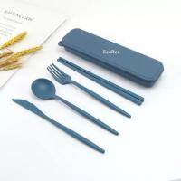 China Lightweight Eco Tableware Accessories Food Grade Wheat Straw Fibre 4-PC Flatware Set For High Temperature Environments for sale