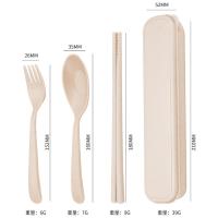 China Portable Beige Color Sustainable Wheat Straw Fibre 3-PC Flatware Set Reusable Eco Tableware Accessories Can Be Used Multiple Times Lightweight Non-Toxic for sale