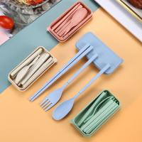 China Eco Wheat Straw Fiber Blue Foldable 3-PC Flatware Set Sustainable Tableware Accents Customizable and Reusable for Your Eco-Friendly Business for sale