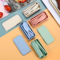 China Eco Wheat Straw Fiber Blue Foldable 3-PC Flatware Set Sustainable Tableware Accents Customizable and Reusable for Your Eco-Friendly Business for sale