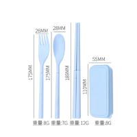 China Eco Wheat Straw Fiber Blue Foldable 3-PC Flatware Set Sustainable Tableware Accents Customizable and Reusable for Your Eco-Friendly Business for sale