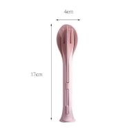 China 170*40MM Multifunctional Wheat Straw Pink 3-In-1 Flatware Set Reusable Eco Tableware Accessories Lightweight And Suitable For Dining Can Be Used Multiple Times And Easy To Carry And Store for sale