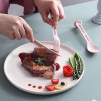 China 170*40MM Multifunctional Wheat Straw Pink 3-In-1 Flatware Set Reusable Eco Tableware Accessories Lightweight And Suitable For Dining Can Be Used Multiple Times And Easy To Carry And Store for sale