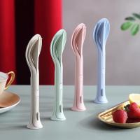 China 170*40MM Multifunctional Wheat Straw Pink 3-In-1 Flatware Set Reusable Eco Tableware Accessories Lightweight And Suitable For Dining Can Be Used Multiple Times And Easy To Carry And Store for sale