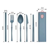 China Green Sustainable Wheat Straw Fiber 5-PC Pull Out Cutlery Set Reusable Eco Tableware Accessories Elegant Design For Multiple Uses for sale
