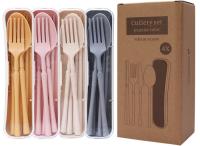 China Foldable 4-PC Cutlery Set High Temperature Resistant Eco Tableware Accessories Made Of Wheat Straw Fiber Various Sizes Eco-Friendly And Durable for sale