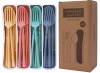 China Foldable 4-PC Cutlery Set High Temperature Resistant Eco Tableware Accessories Made Of Wheat Straw Fiber Various Sizes Eco-Friendly And Durable for sale