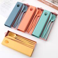 China Sustainable Portable Elegant Design 4-PC Cutlery Set Tableware Accents Eco-friendly Wheat Straw Fiber Heat Resistant and Eco-friendly Materials for High Temperature for sale