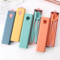 China Sustainable Portable Elegant Design 4-PC Cutlery Set Tableware Accents Eco-friendly Wheat Straw Fiber Heat Resistant and Eco-friendly Materials for High Temperature for sale