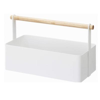 China White Powder Coated 19cm Metal Houseware Iron cosmetic Storage Box for sale