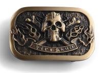 China Skull Shape Design Metal Die Casting Brass Plating Zinc Alloy Belt Buckle for sale