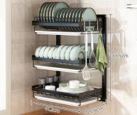 China 412*266*555mm 3 Tier Stainless Steel Dish Drainer / Metal Dish Drying Rack for sale