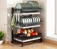 China 412*266*555mm 3 Tier Stainless Steel Dish Drainer / Metal Dish Drying Rack for sale