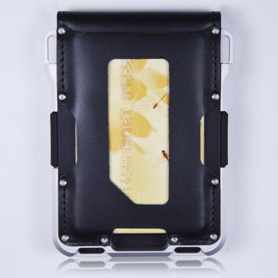 China Multifunctional 10 in 1 Pocket Leather Flap Aluminium Card Wallet Anode Oxidizing for sale