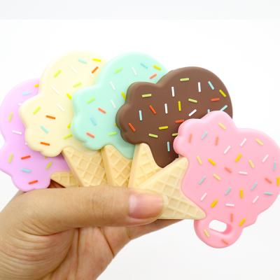 China 2021 Soft Toy Hot Selling Silicone Teether Toys Ice Cream Shape Food Grade Soft Cute Baby Teethers Healthy Silicone for sale