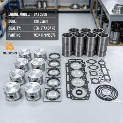 China 3306 Engine Overhaul Kit Wet Cylinder Liner Piston Kit for CAT 320 330B D6D Bulldozer Parts for sale