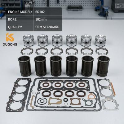 China 6D102 Engine Rebuild Overhaul Kit STD Piston Ring Liner Set for Komatsu PC200-7 Excavator for sale