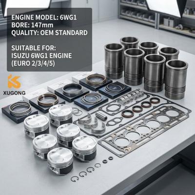 China 6WG1 Engine Rebuild Kit Overhaul Gasket Piston Liner Set for Hitachi ZX450 ZX470 Excavator Heavy Duty Parts for sale