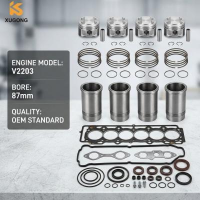 China Kubota V2203 V2403 Engine Overhaul Rebuild Kit Piston Ring Liner Set for Skid Steer Mini Excavator for sale
