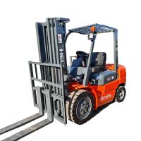 China Industrial-Grade Manual Transmission Used Heli 3-Ton Diesel Forklift Orange Three-Stage Mast Solid Tires Low-Hour for sale