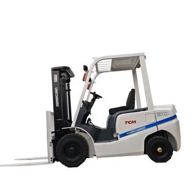China Used TCM 3-Ton 3-Cylinder Diesel Forklift, White Color, Robust Steel Frame, Designed For Industrial Material Transport for sale