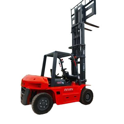 China Used Heli H2000 CPCD70 7-Ton Diesel Forklift in Red with 6-Meter Lift for Factories and Logistics Centers for sale