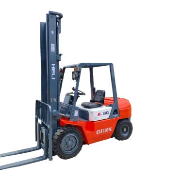 China Used Heli K30 3-Ton Diesel Forklift in Red with 5-Meter Lift for Factories and Logistics Centers for sale