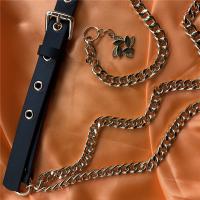China Nickel Free Women's Trendy PU Leather Belt 42 Inches Multilayer Waist Chain for sale