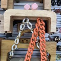 China TGKELL Round Bamboo Bag Handles Wood Plastic Resin Material for sale