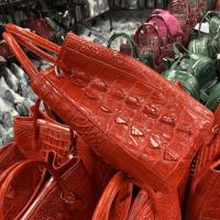 China Medium Faux Crocodile Leather Fabric Handbag 32x28x15cm Microfiber Red for sale