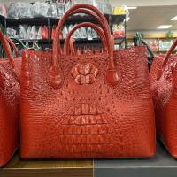 China Medium Faux Crocodile Leather Fabric Handbag 32x28x15cm Microfiber Red for sale