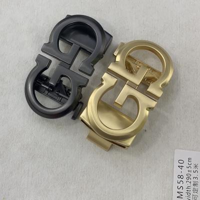 China Light Golden Anti Brass Metal Clip Belt Buckle 25mm 35mm 40mm Width for Men Women for sale