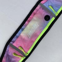 China Florescence Sports Waist Bag PU/PVC 3 Zipper Pocket Running Belt for Travel for sale